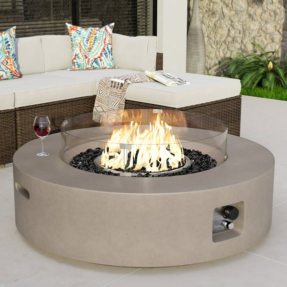 COSIEST Outdoor Propane Fire Pit Coffee Table, 40.5-Inch Round Base, 5